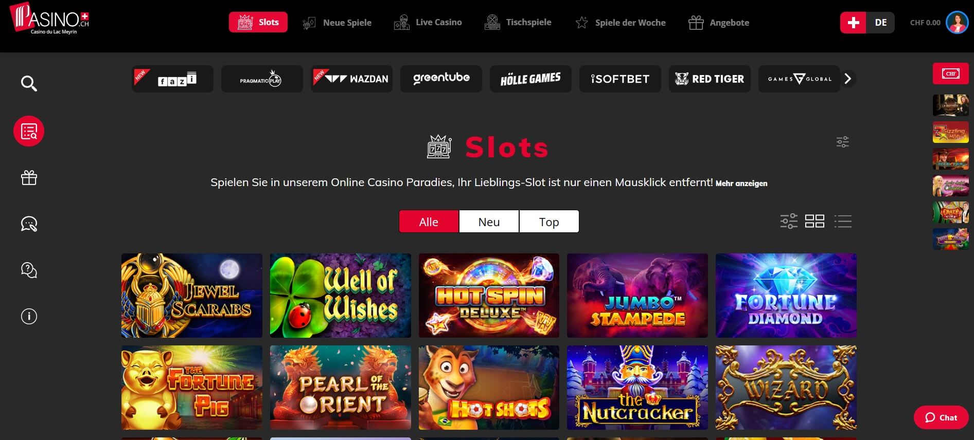 Pasino.ch Casino Bewertung - 500 CHF Bonus + 350 Freispiele